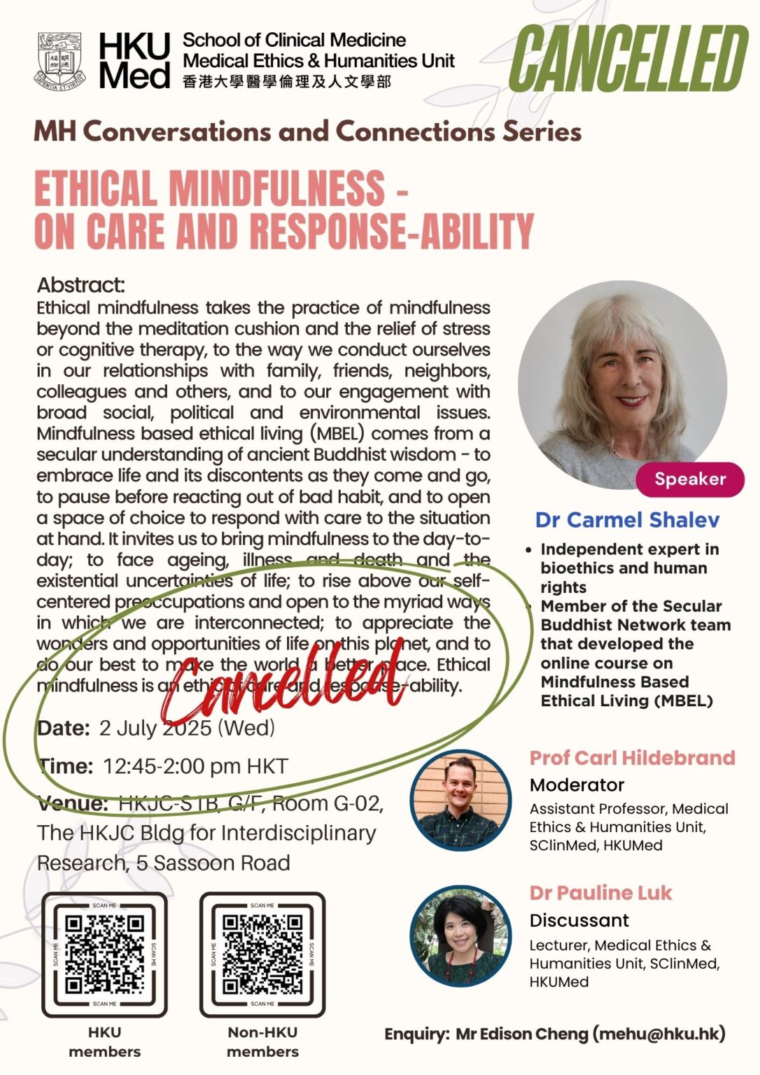 [Cancelled] Ethical Mindfulness – On Care and Response-Ability – HKU MEHU